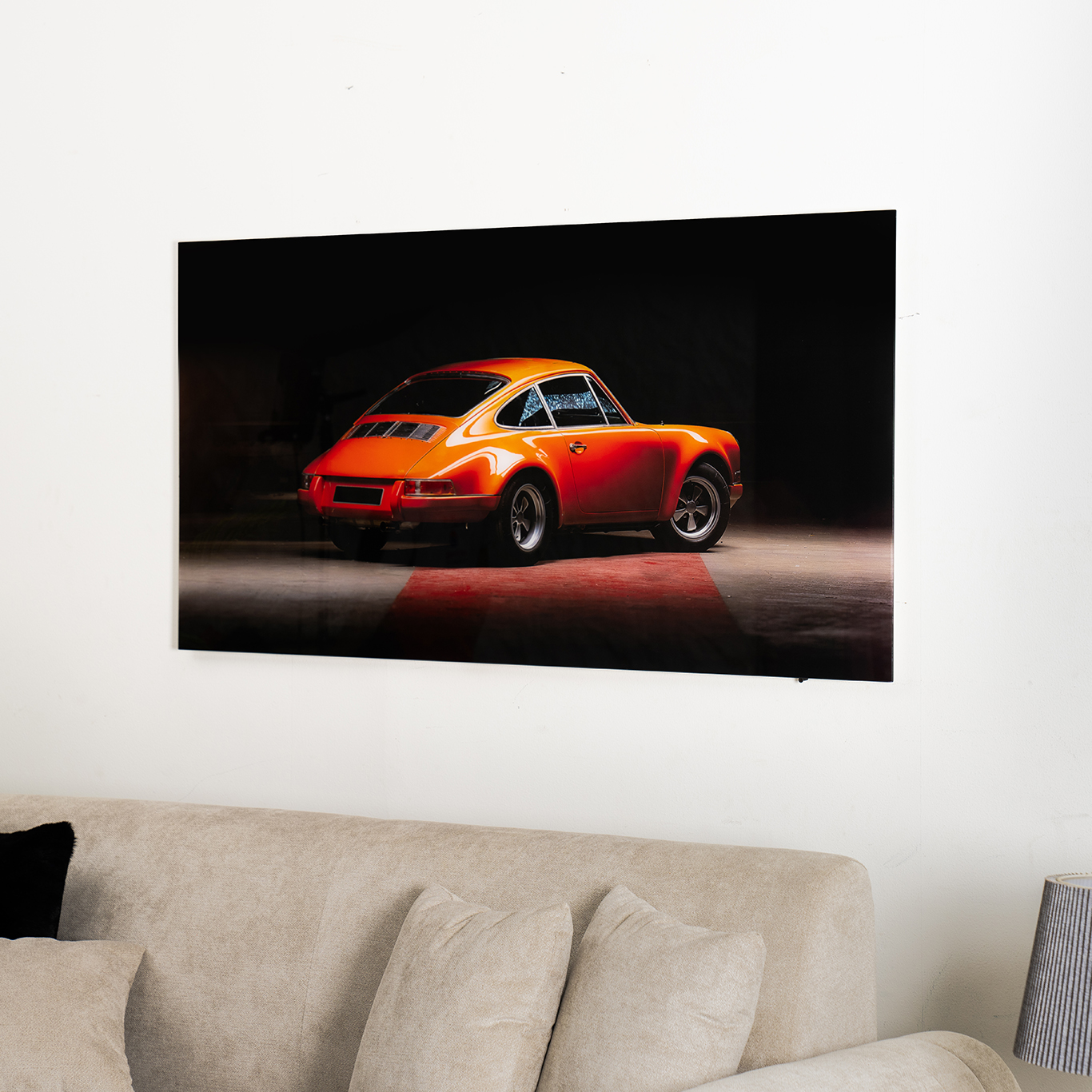 Buy Opaline Porsche Car Tempered Glass Wall Art 140x70cm | THE HOME UAE