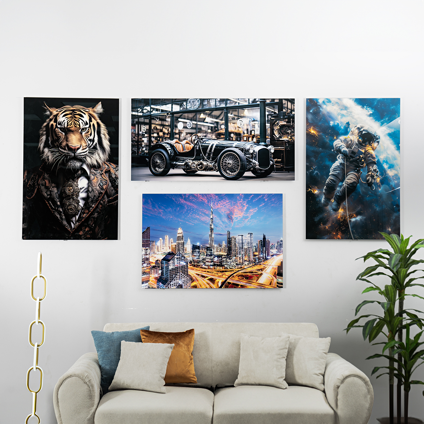 Buy Opaline Porsche Car Tempered Glass Wall Art 140x70cm | THE HOME UAE