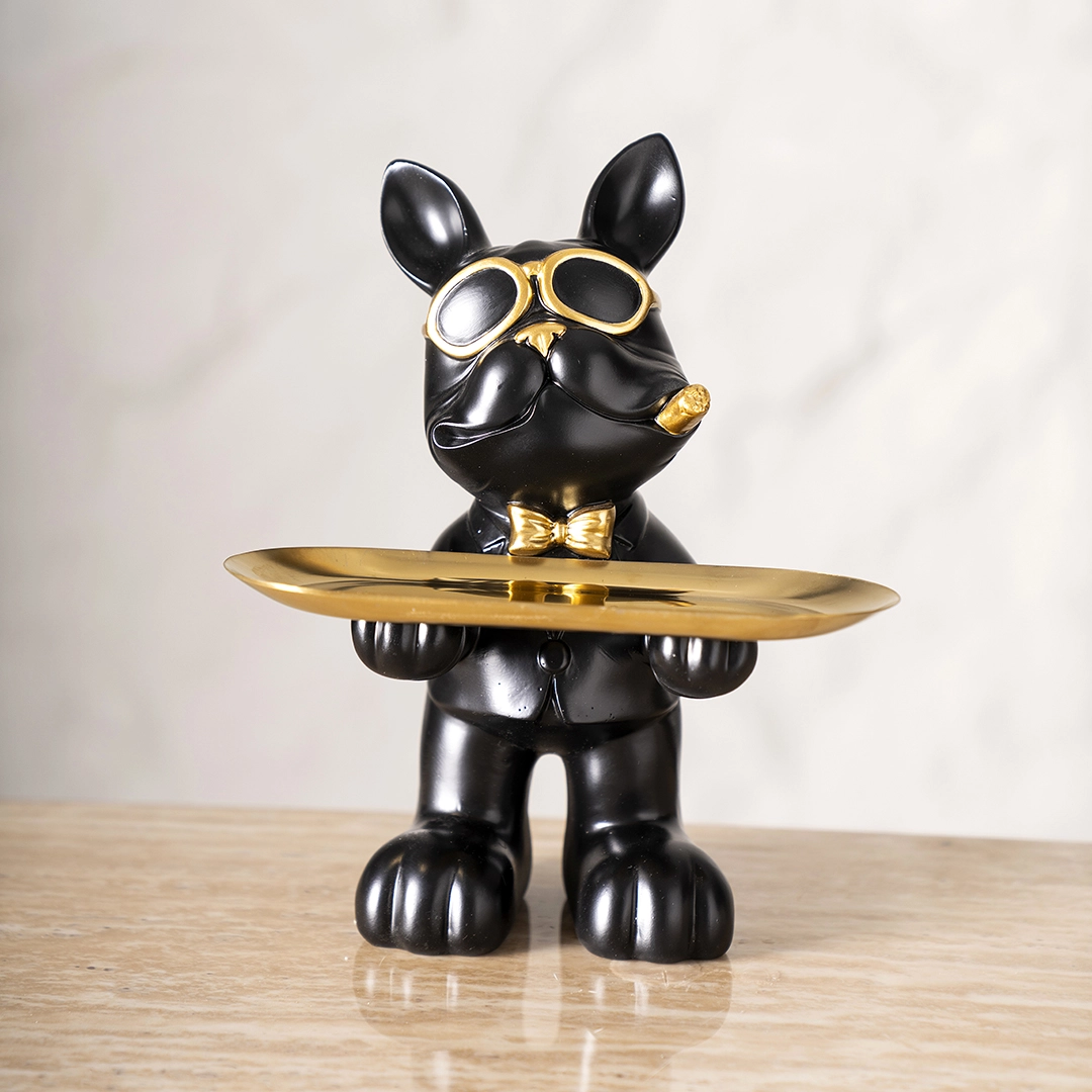 Buy Swagster Standing Dog Butler Black & Gold 14×15×28Cm | THE HOME UAE